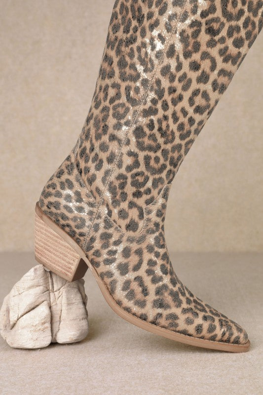 Tess Western Stitch Cowgirl Boot - Leopard - Tennessee Jane