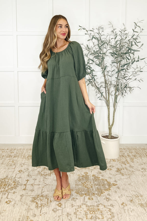 Hazel Dress in Dusty Pine - Tennessee Jane