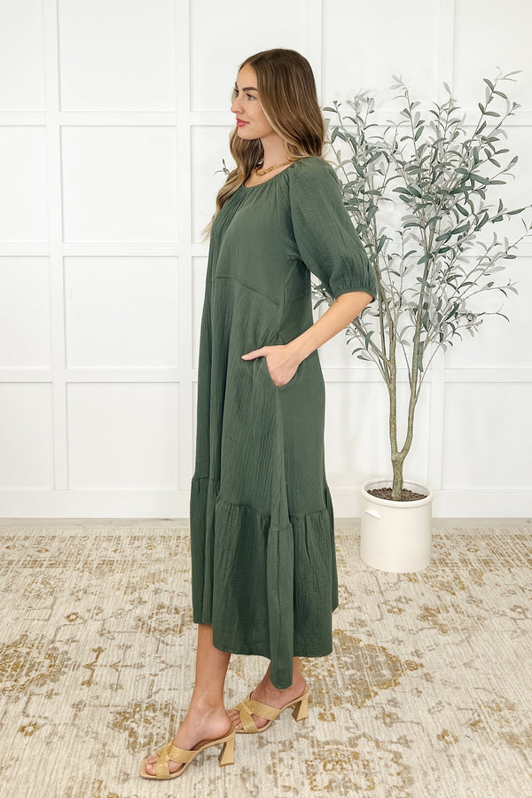 Hazel Dress in Dusty Pine - Tennessee Jane